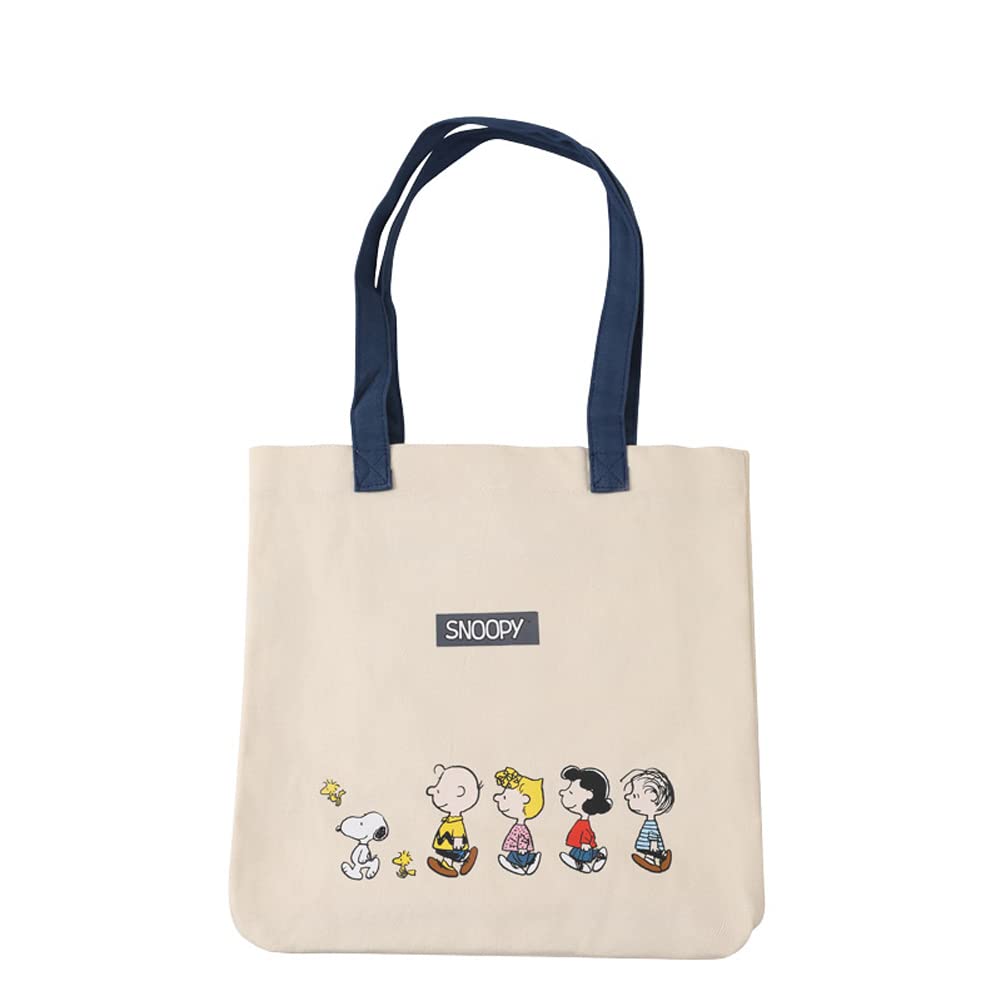 FINEX Woodstocks Genuine Peanuts Canvas Shoulder Tote Bag for small electronics books binders with Red Signature Zipper Pull
