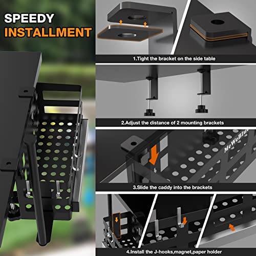 Griddle Caddy for 28"-36" Griddles/Prep Cart with Double Magnetic Tool Holder&Paper Towel Holder&6 J-Hooks, Space Saving Grill Accessories Storage Caddy, BBQ Accessories Holder for Outdoor Grill
