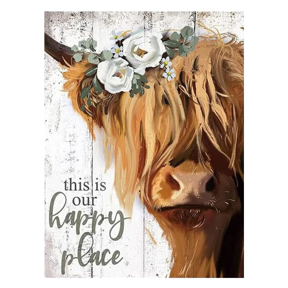mllusxg Cow Diamond Painting Kits for Adults-Cow Diamond Art Kits for Adults, Cow Gem Art Kits for Adults for Gift Home Wall Decor(12x16inch) (1) (M354)