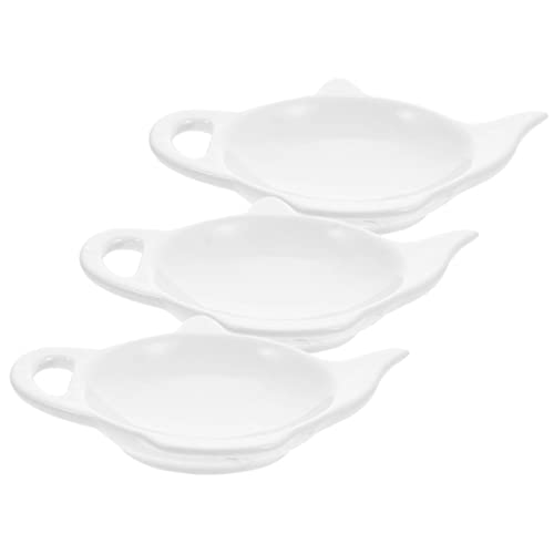 Holibanna 9 Pcs Tea Bag Saucer Pencils for Ceramic Coasters Snail Tea Bag Holder Tea Bag Squeezer Ceramic Tea Bag Plate Tea Packet Holder Tea Rack Kitchen Mini White Ceramics Seasoning