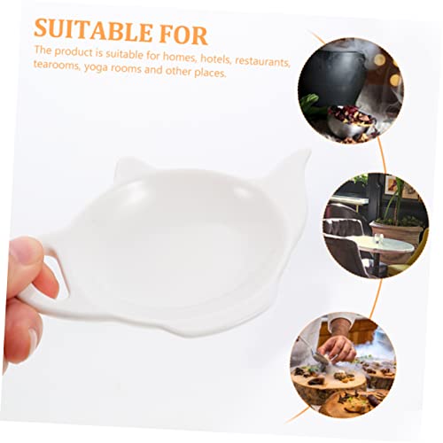 Holibanna 9 Pcs Tea Bag Saucer Pencils for Ceramic Coasters Snail Tea Bag Holder Tea Bag Squeezer Ceramic Tea Bag Plate Tea Packet Holder Tea Rack Kitchen Mini White Ceramics Seasoning