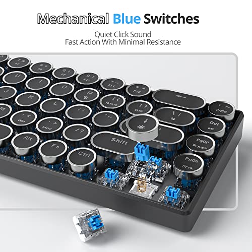 Ussixchare Retro Typewriter Mechanical Keyboard 60 Percent Gaming Keyboard RGB Backlit 68 Keys Punk Keyboard Wired with Blue Switch, Round Keycaps for Windows/Mac/PS4/PS5/Xbox