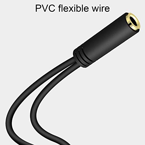 LINASHI 3.5mm Splitter, Headphone Splitter Earphone Adapter Audio 3.5mm Female to 2 Male Jack Aux Cable Black One Size