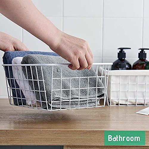 Viloth Wire Basket with Liner, 4 Pack Wire Baskets for Storage, Durable Metal Basket Organizer Storage Bin for Kitchen Cabinets, Pantry, Bathroom, Countertop, Closets (Black, 4 Liners)