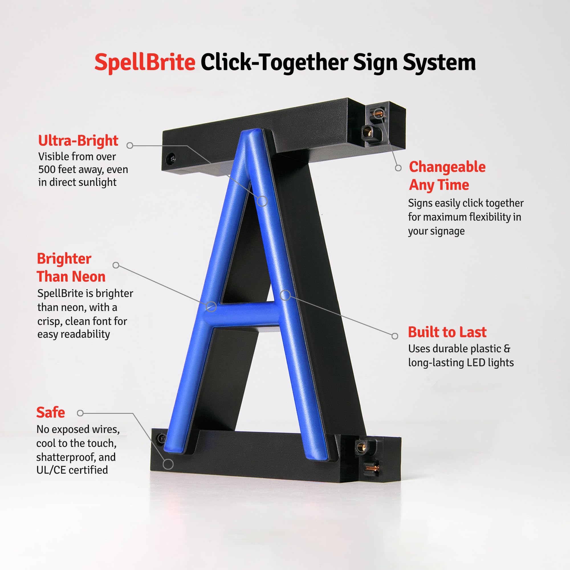 SpellBrite LASHES Sign for Beauty Salons | Beauty-Related Signs with Neon Look, Blue LED Light | 23.8" x 6.3"