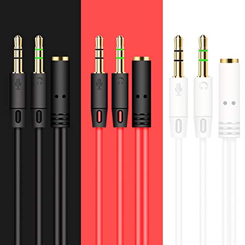 LINASHI 3.5mm Splitter, Headphone Splitter Earphone Adapter Audio 3.5mm Female to 2 Male Jack Aux Cable Black One Size