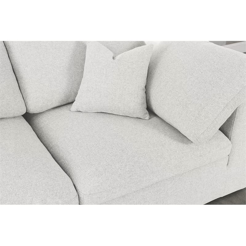 Meridian Furniture Serene Collection Modern | Contemporary Deluxe Cloud-Like Comfort Modular Sectional, Soft Linen Textured Fabric, Down Cushions, 2 Corner + 2 Armless, Cream