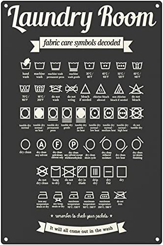Graman Laundry Care Sign Laundry Room Decor Laundry Care Symbols Laundry Room Art Laundry Room Sign Vintage Metal Signs Home Decorative Plates Bar Rules Wall Plaques 8X12inch