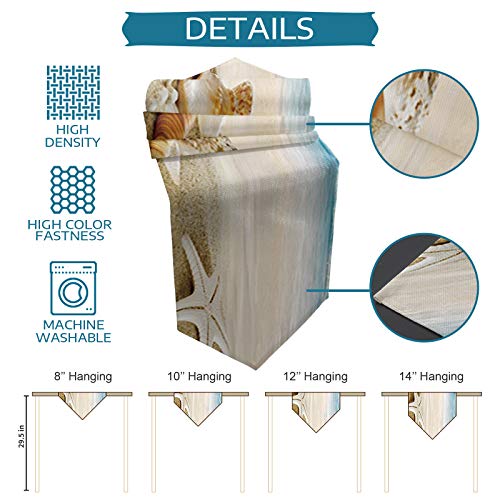 Z&L Home Linen Burlap Table Runner Dresser Scarves, Nautical Seashell Starfish Summer Beach Table Runners for Family Dinner/Holiday Party/Wedding/Events/Kitchen Decor Ocean 13x36In