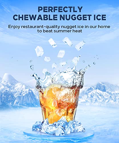 Kndko Nugget Ice Maker,Self Dispensing Pellet Ice Maker,44lbs/24H, Self Cleaning Ice Maker,3.3lbs Ice Storage,Nugget Ice Maker Dispenser,Countertop Nugget Ice Maker for Home Kitchen Bar Party Black