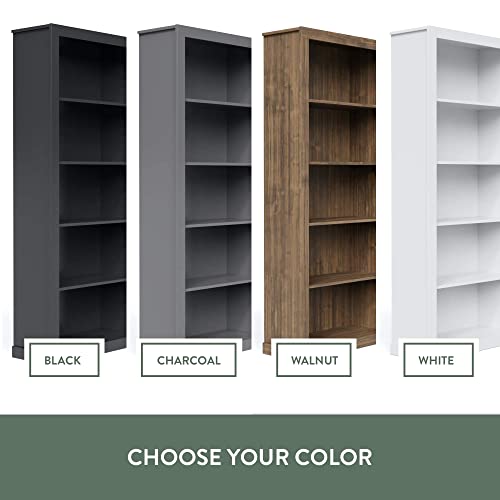 Edenbrook Sumac Bookcase, 5-Shelf Organizer for Bedroom Furniture or Home Office Furniture, White Bookshelf