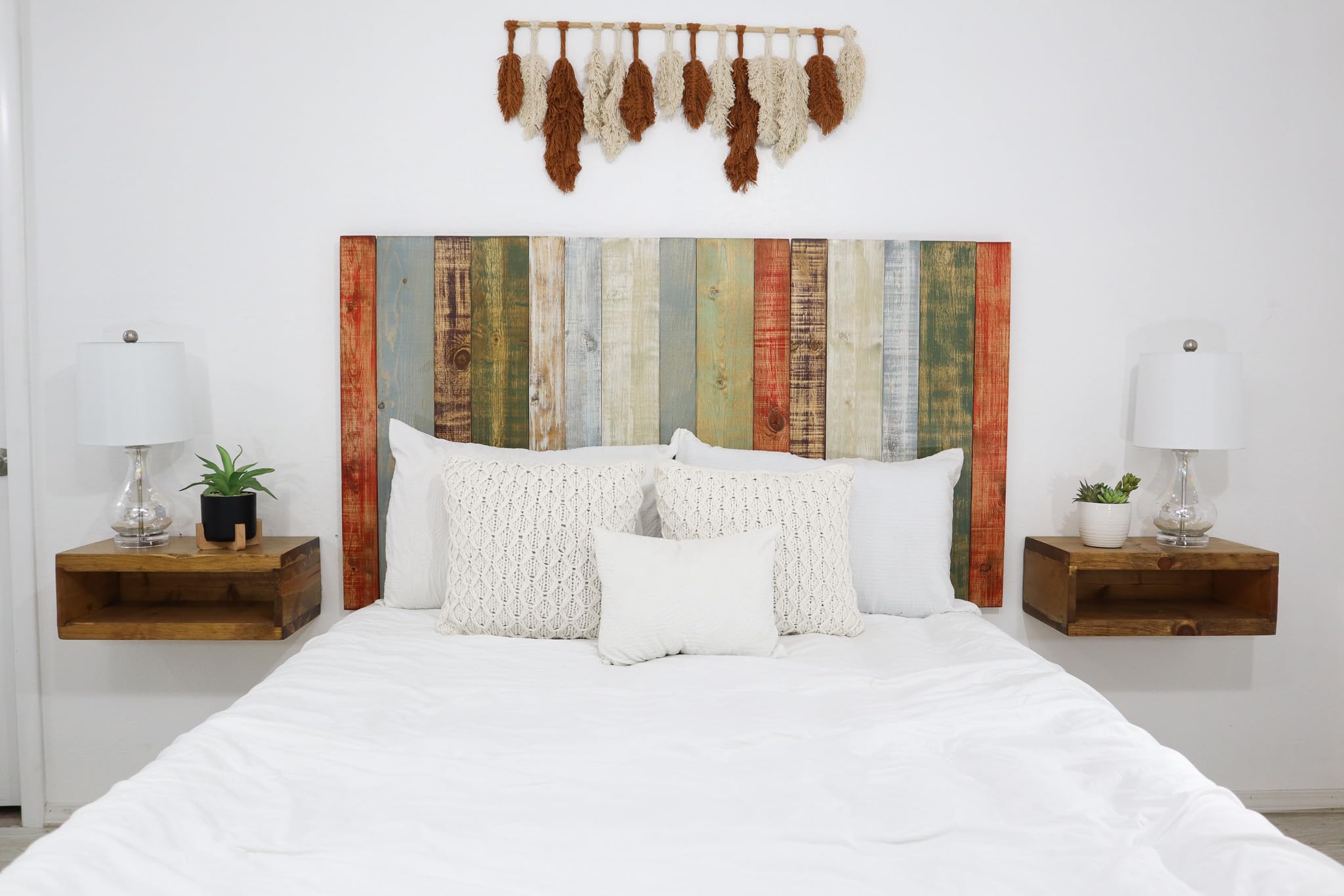 Barn Walls Retro Mix Headboard Full Size, Hanger Style, Handcrafted. Mounts on Wall. Easy Installation