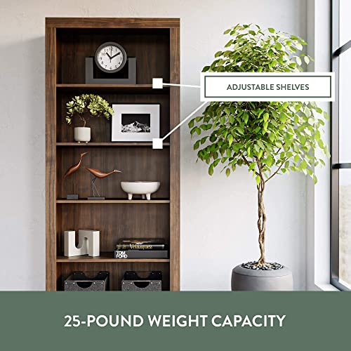 Edenbrook Sumac Bookcase, 5-Shelf Organizer for Bedroom Furniture or Home Office Furniture, White Bookshelf