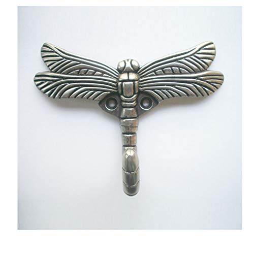 Laide Dragonfly Wall Mounted Coats Hooks Zinc Alloy for Decorative Tower Shower Robe Clothes Hat Bags Key with Screws 2 Pieces (Antique Silver)