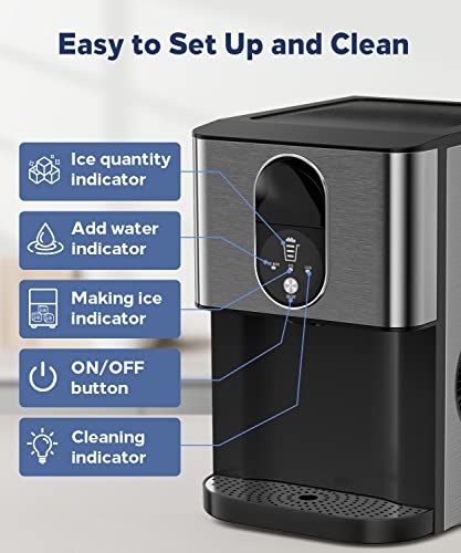 Kndko Nugget Ice Maker,Self Dispensing Pellet Ice Maker,44lbs/24H, Self Cleaning Ice Maker,3.3lbs Ice Storage,Nugget Ice Maker Dispenser,Countertop Nugget Ice Maker for Home Kitchen Bar Party Black