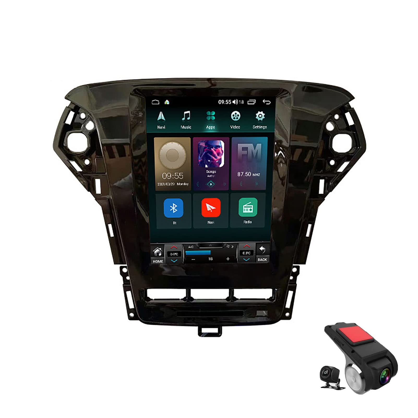 Android 11 Car Stereo GPS Sat Nav for Mondeo Mk4 2011-2013 Touchscreen Multimedia Player Support WiFi Bluetooth Mirror Link TPMS CarPlay + Front and Rear Double Recording DVR,TS2 2+32GB