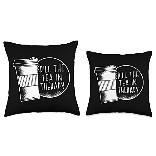 SPILL THE TEA IN THERAPY Mental Health Memes Spill The Tea in Therapy Reduce Stigma Mental Health Meme Throw Pillow, 18x18, Multicolor