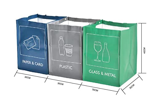 YOUNG DA Reusable Recycle Bin Bags, Separate Recycling Trash Bins Box for Home Kitchen Garden, Recyclable Waste Sorting Organizer Waterproof Compartment Container(3pcs)