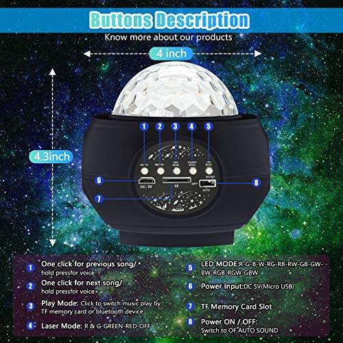 Nezylaf Star Night Light Projector, 3 in 1 Galaxy Starry Night Projector,Galaxy/Stars/Nebula Ocean Wave Projector with Remote Control&Bluetooth Music Speaker, Best Gift for Kids/Adults