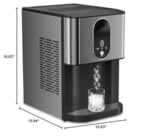 Kndko Nugget Ice Maker,Self Dispensing Pellet Ice Maker,44lbs/24H, Self Cleaning Ice Maker,3.3lbs Ice Storage,Nugget Ice Maker Dispenser,Countertop Nugget Ice Maker for Home Kitchen Bar Party Black