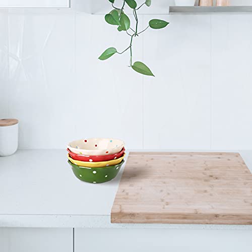 AVLA 4 Pack Porcelain Dessert Bowls, 9 OZ Ceramic Ice Cream Bowls for Kitchen, Small Snack Bowl Set for Appetizer, Nuts, Cereal, Fruit, Soup, Side Dishes, Microwave and Dishwasher Safe (Polka Dot)