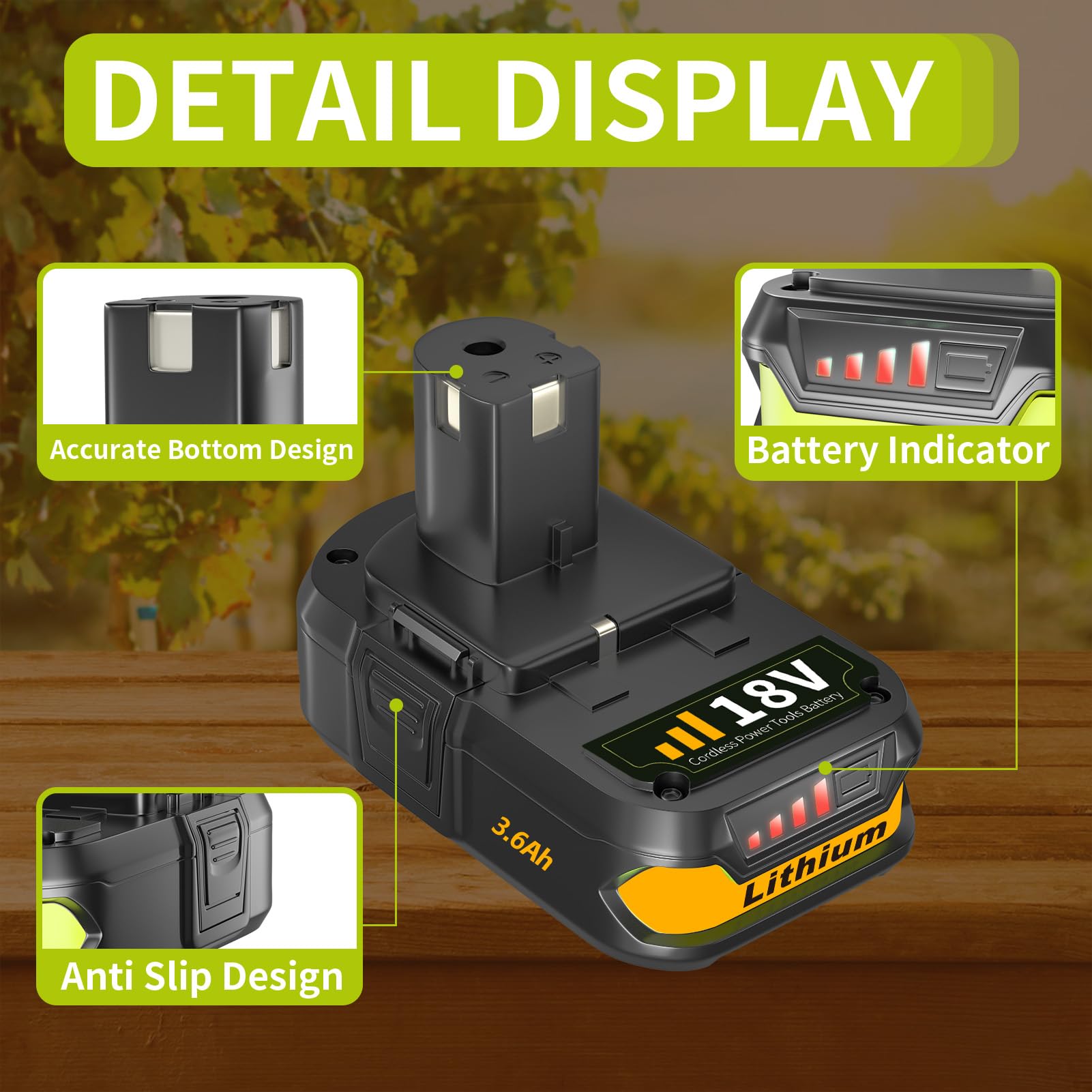FERRYBOAT 2Pack 18V 3.6Ah P102 Replacement for Ryobi 18V Battery Compatible with Ryobi 18 Volt Lithium Battery P103 P104 P105 P107 P108 P109 P122 Cordless Tool