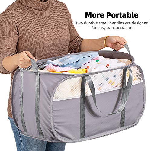 Fenlosi Tear Proof Pop Up Laundry Hampers, with Strong Handles Laundry Hamper, Easy to Carry & Go Up and Down Stairs, Honeycomb Mesh-Breathable, Easy to Collapsible Laundry Basket. (1.5 Loads)