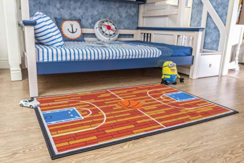Furnish my Place 690 Rust Basketball Childrens Play Area Rug for Bathroom, Playroom & Kindergarten Classroom, (2'2"x3')