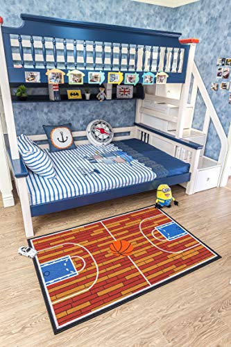 Furnish my Place 690 Rust Basketball Childrens Play Area Rug for Bathroom, Playroom & Kindergarten Classroom, (2'2"x3')