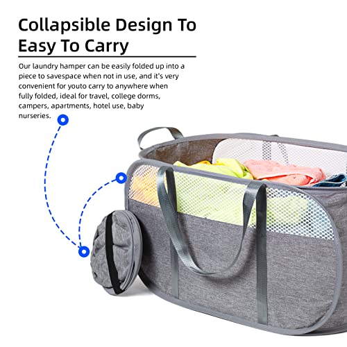 Fenlosi Tear Proof Pop Up Laundry Hampers, with Strong Handles Laundry Hamper, Easy to Carry & Go Up and Down Stairs, Honeycomb Mesh-Breathable, Easy to Collapsible Laundry Basket. (1.5 Loads)