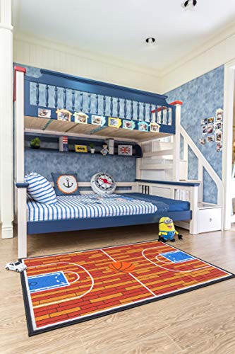 Furnish my Place 690 Rust Basketball Childrens Play Area Rug for Bathroom, Playroom & Kindergarten Classroom, (2'2"x3')