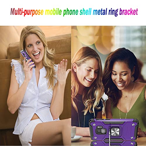 AYMECL for Galaxy S9 Case,Samsung S9 Case with 3D Curved HD Screen Protector[2 Pack],Military Grade Double Shockproof with Kickstand Protective Case for Samsung Galaxy S9-Purple