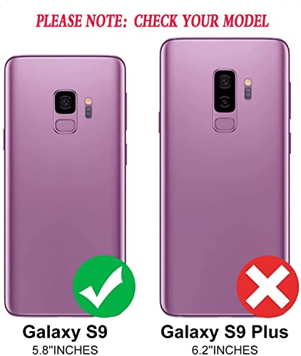AYMECL for Galaxy S9 Case,Samsung S9 Case with 3D Curved HD Screen Protector[2 Pack],Military Grade Double Shockproof with Kickstand Protective Case for Samsung Galaxy S9-Purple