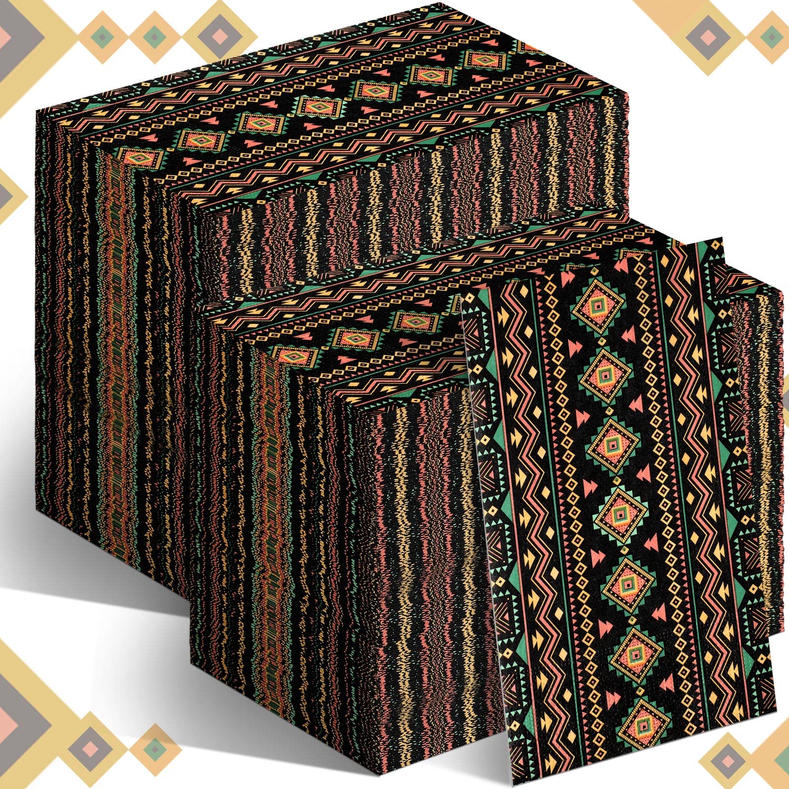 Kosiz 200 Pieces Disposable African Hand Towels African Guest Paper Towels Vintage Pattern Guests Paper Napkins Decorative Napkins for Bathroom Kitchen Room Birthday Graduation Holiday Party
