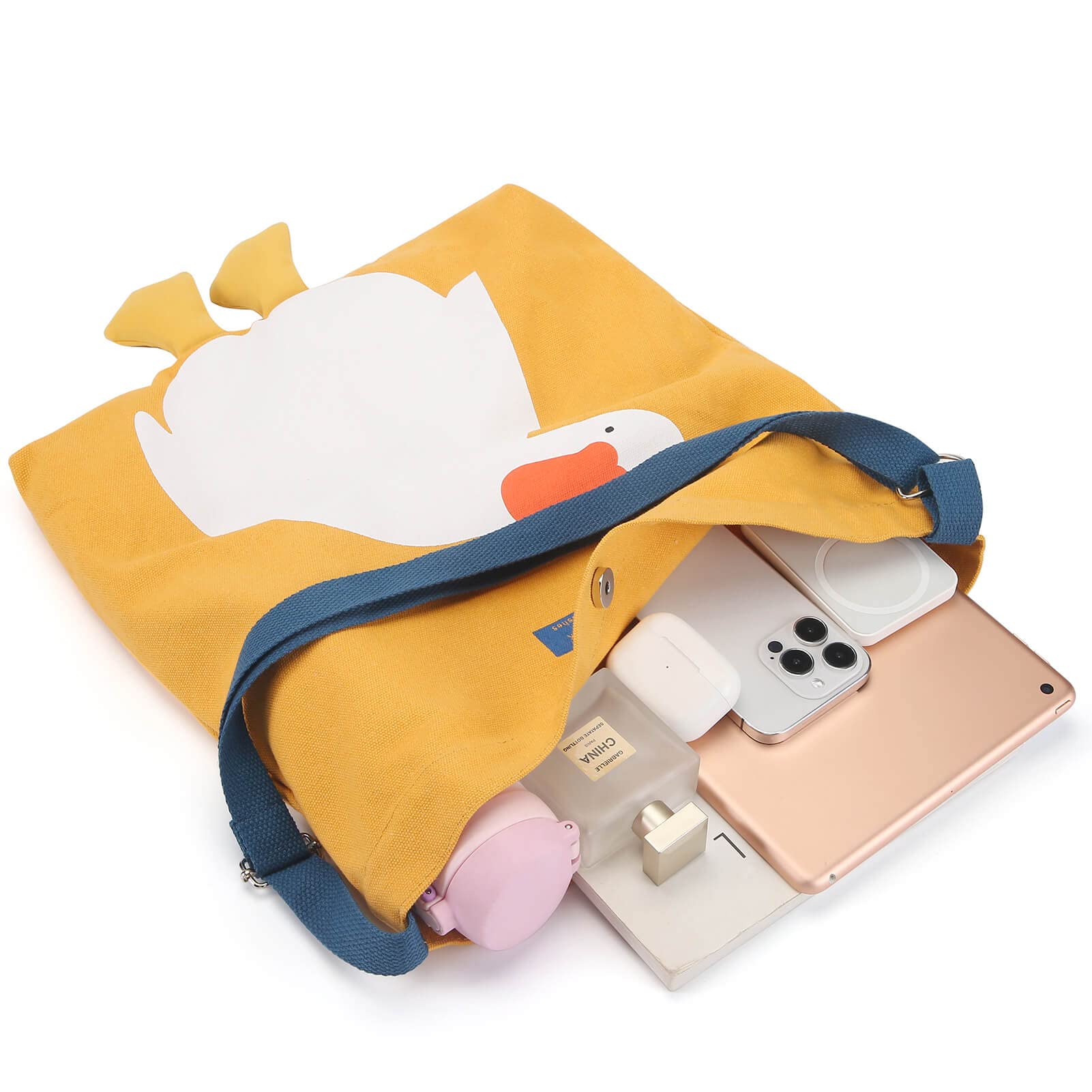 Phaoullzon Cute Canvas Tote Bag - Funny Duck & Goose Hobo Shoulder Crossbody Bag