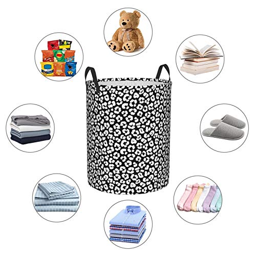 FeHuew Black Leopard Print Collapsible Laundry Basket with Handle Waterproof Fabric Hamper Laundry Storage Baskets Organizer Large Bins for Dirty Clothes,toys,Bathroom