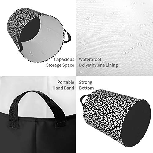 FeHuew Black Leopard Print Collapsible Laundry Basket with Handle Waterproof Fabric Hamper Laundry Storage Baskets Organizer Large Bins for Dirty Clothes,toys,Bathroom