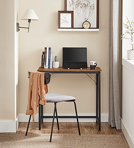 VASAGLE 31.5-Inch Computer Writing Desk, Home Office Small Study Workstation, Industrial Style PC Laptop Table, Steel Frame, Rustic Brown + Black