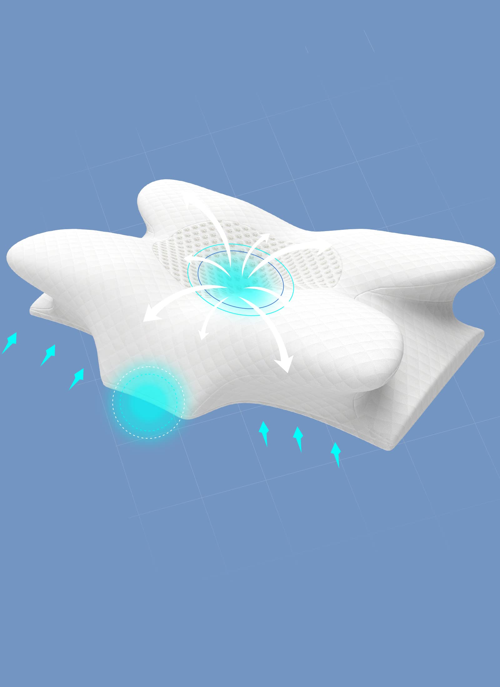 Bespilow Cervical Pillow for Neck and Shoulder Pain Relief,Contour Memory Foam Pillow with Hole,Ergonomic Orthopedic Neck Support Pillow for Side,Back and Stomach Sleepers with Breathable Pillowcase