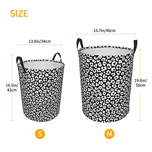 FeHuew Black Leopard Print Collapsible Laundry Basket with Handle Waterproof Fabric Hamper Laundry Storage Baskets Organizer Large Bins for Dirty Clothes,toys,Bathroom