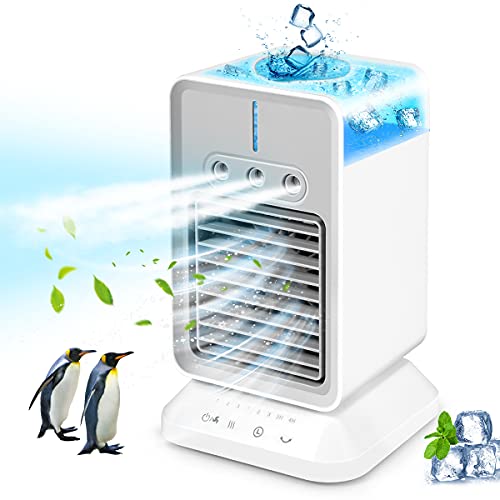 YiimDaifun Portable Air Conditioner, 2000mAh Rechargeable Atomization Fan (Timeable 2-4H), 90° Oscillation Cool Breeze Air Conditioner, Personal Space Cooler for Rooms, Offices, Campers, Indoor