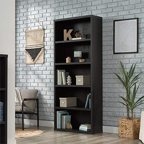 Sauder Miscellaneous Storage 5-Shelf Display Bookcase in Raven Oak Finish, Raven Oak Finish