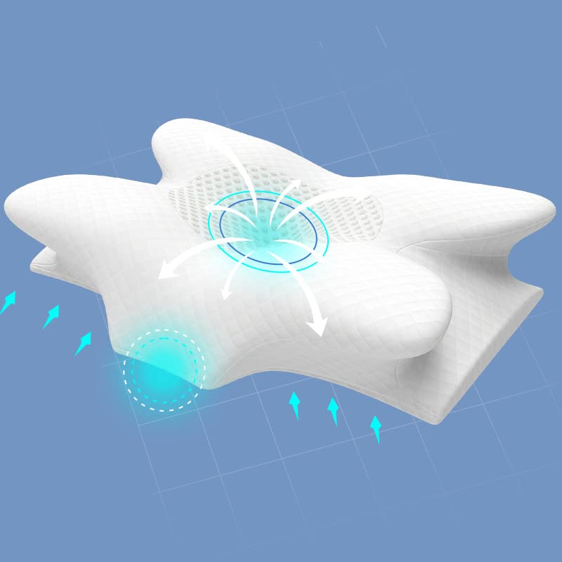 Bespilow Cervical Pillow for Neck and Shoulder Pain Relief,Contour Memory Foam Pillow with Hole,Ergonomic Orthopedic Neck Support Pillow for Side,Back and Stomach Sleepers with Breathable Pillowcase