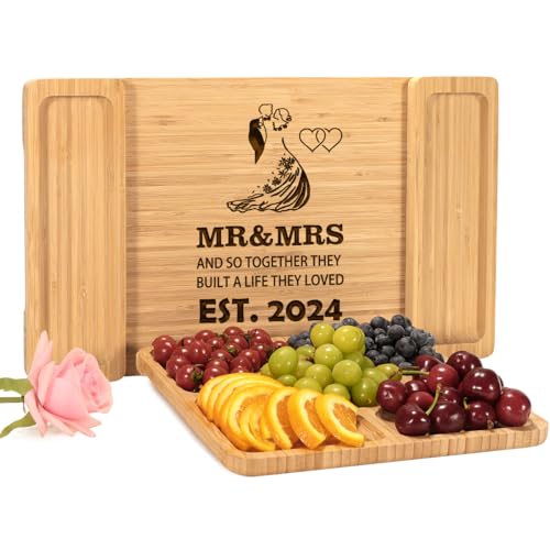 Henghere Mr & Mrs Gifts - Wedding Presents for Newlyweds, Bridal Shower & Engagement Gifts - Cheese Board