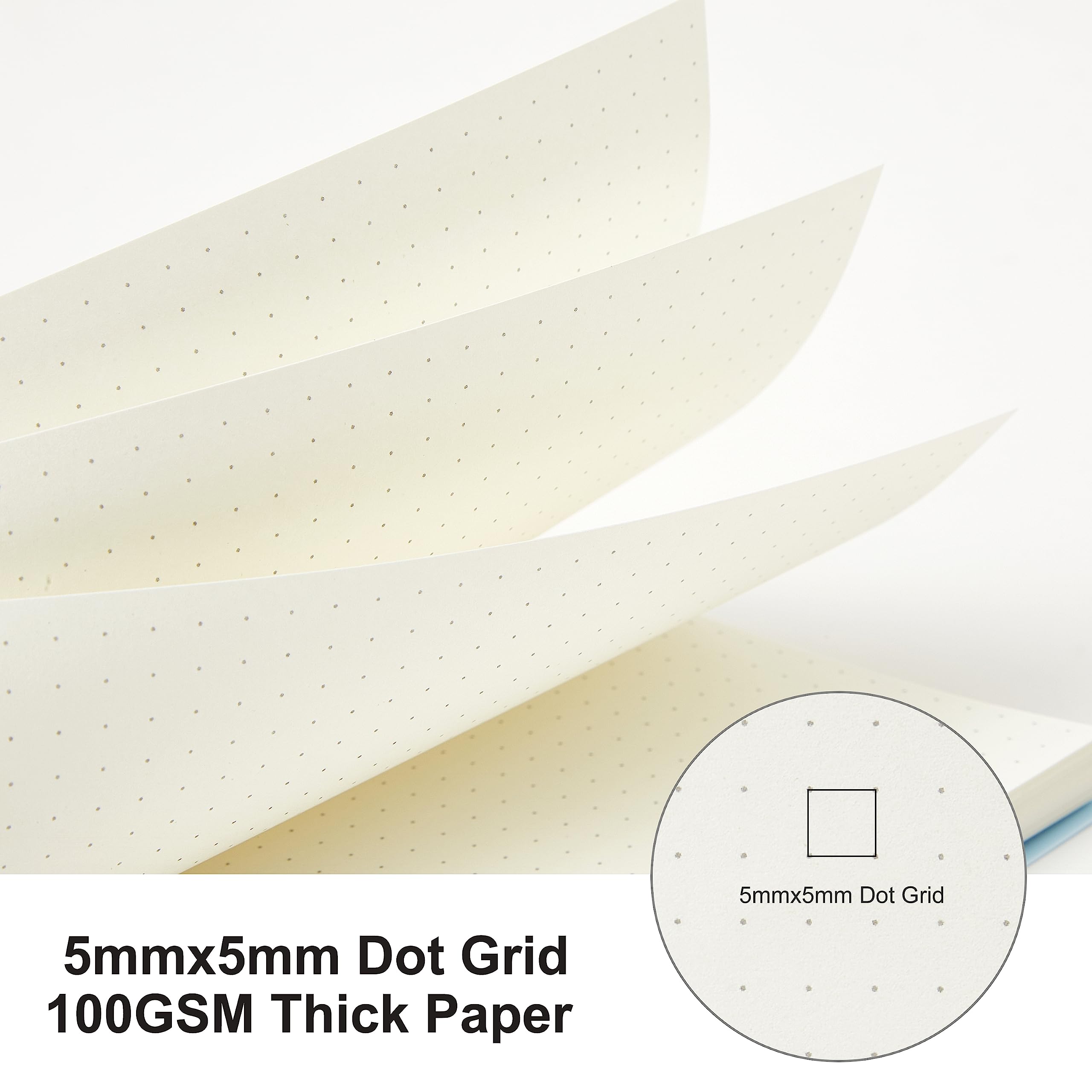 MSTONAL 3 Pack Small Spiral Notebook, A6 Dotted Notebook 4.3" x 5.7", 100GSM 5x5mm Dot Grid, 80 Sheets/160 Pages, Small Dotted Spiral Notebooks Journals for Writing, Sketch Book