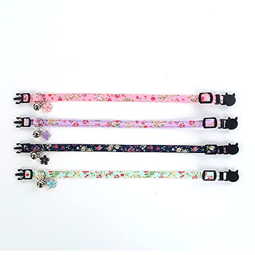 NISYYE Breakaway Cat Collar with Bell, 4 Pack Safety Adjustable Cat Collars Set
