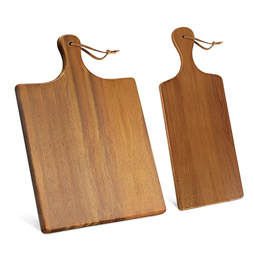AIDEA Wood Cutting Board with Handle, Cheese Board Chartuterie Board,for Cutting and Serving 17"X11"bundle with 17"X6"(2 Pack)