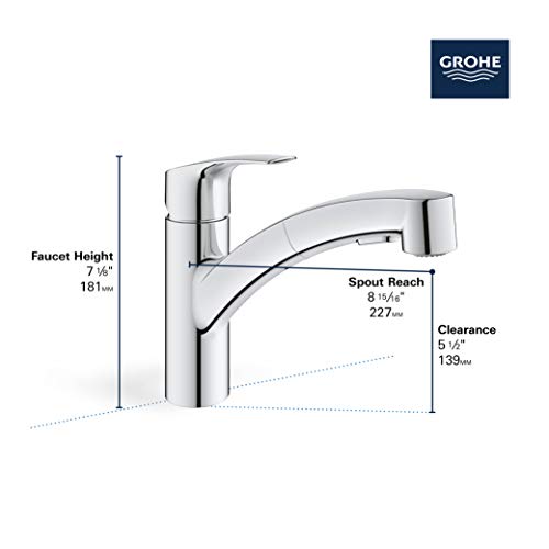 GROHE 30306001 Eurosmart Dual Spray Pull-Out Kitchen Faucet, Chrome