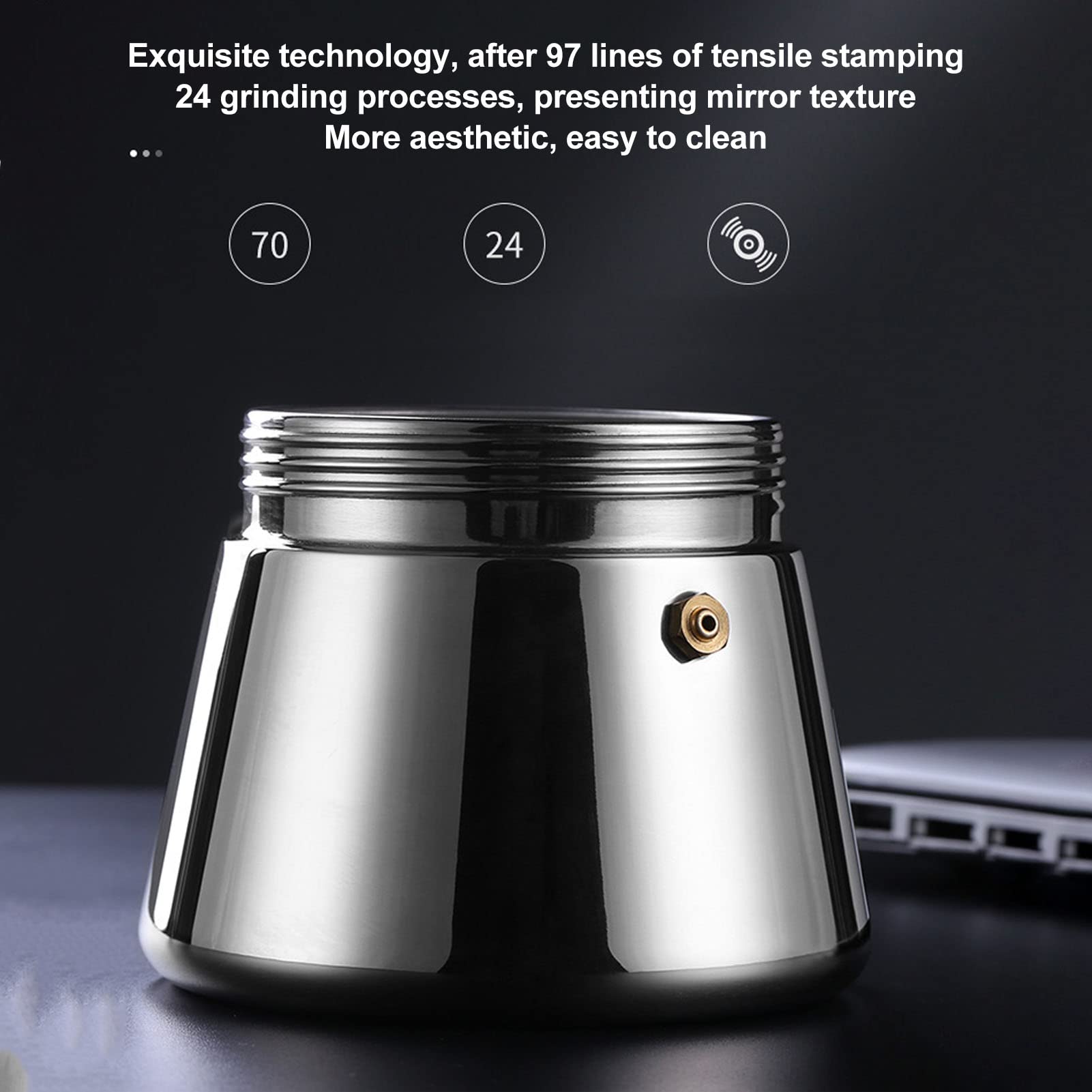 Zooke Classic Stovetop Espresso and Coffee Maker, Stovetop Espresso Maker Stainless Steel Italian Coffee Machine Maker, Crystal Glass 6 Espresso Cups Pot for Italian Cuban Café