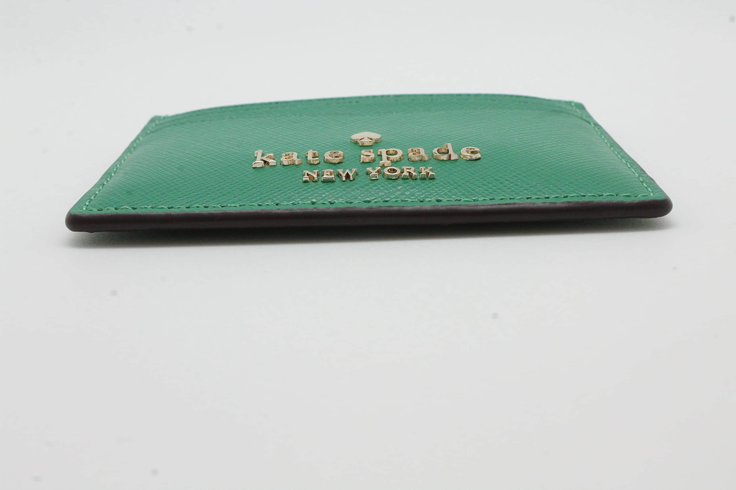Kate Spade New York Staci Small Slim Card Holder In Gold, Green bean